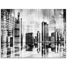 Glasbild Artland "Frankfurt Skyline Collage 01" Bilder Gr. B/H: 80cm x 60cm, Glasbild Deutschland Querformat,, schwarz in verschiedenen Größen