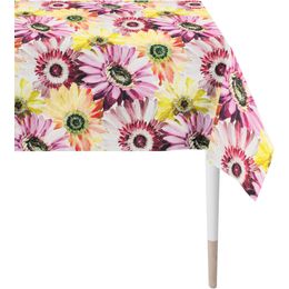 Tischdecke Apelt "1700 Summergarden, Sommerdeko, Sommer", bunt (gelb, apricot, pink), B:150cm L:250cm, Baumwolle, Tischdecken, Digitaldruck