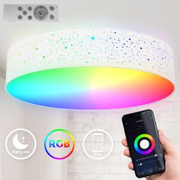 LED Deckenleuchte B.K.LICHT "WiFi RGB-CCT Deckenlampe, APP-Steuerung, iOS+Andorid" Lampen Gr. Ø 49,00 cm Höhe: 12,00 cm, weiß inkl. Fernbedienung, Farbwechsel und Lichteffekte, Ø49cm