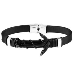 Adelia´s Edelstahlarmband ADELIA´S "Herren Armband Anker aus Edelstahl 23 cm" Armbänder Gr. 23, Edelstahl, schwarz Herren