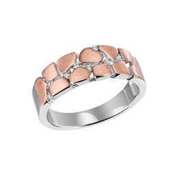 Fingerring Firetti "Schmuck Geschenk Silber 925 Silberring Leopardenmuster" Fingerringe Gr. 56, Silber 925 (Sterlingsilber), 3,8 mm, rosegold (silberfarben, roségoldfarben, kristallweiß, kristallweiß) Damen mit Zirkonia (synth.)