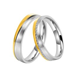 Trauring DOOSTI "Schmuck Geschenk Edelstahl Ehering Partnerring LIEBE" Fingerringe Gr. 52, mit Zirkonia, Edelstahl, 4mm, goldfarben (edelstahlfarben, gelbgoldfarben, kristallweiß) wahlweise mit oder ohne Zirkonia