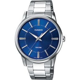 Quarzuhr CASIO TIMELESS COLLECTION Armbanduhren silberfarben (edelstahlfarben, blau) Damen Armbanduhr, Herrenuhr, Damenuhr, analog, Neo-Display