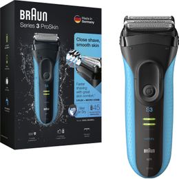 Elektrorasierer Braun "Series 3 ProSkin 3040s", schwarz (schwarz, blau), Elektrorasierer, Präzisionstrimmer, Wet&Dry