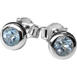 Paar Ohrstecker Firetti "Schmuck Geschenk Silber 925 Ohrschmuck Ohrringe Solitär" Gr. Silber 925 (Sterlingsilber), silberfarben (silberfarben, hellblau, hellblau) Damen mit Blautopas (behandelt), Citrin oder Amethyst