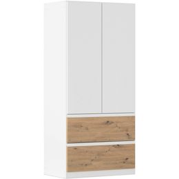 Drehtürenschrank Rauch "Kleiderschrank Schrank Garderobe Wäscheschrank COSTA in 3 Breiten" Schränke Gr. B/H/T: 90cm x 197cm x 54cm, 2 St., weiß (alpinweiß/eiche artisan) viel Platz, grifflose Front und Push-to-Open Funktion MADE IN GERMANY