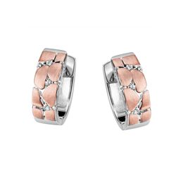 Paar Creolen Firetti "Schmuck Geschenk Silber 925 Leopardenmuster" Ohrringe Gr. Silber 925 (Sterlingsilber), rosegold (silberfarben-roségoldfarben-kristallweiß + kristallweiß) Damen mit Zirkonia (synth.)