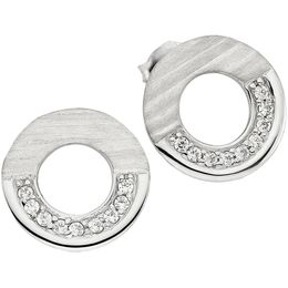 Paar Ohrstecker Bruno Banani "Schmuck Geschenk Silber 925 Ohrringe Kreis rund, B0249E/90/03/" Gr. Silber 925 (Sterlingsilber), silberfarben (silberfarben, kristallweiß, kristallweiß) Damen mit Zirkonia (synth.)