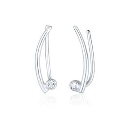 Paar Ohrstecker Elli "Ear Climber Kristalle Trend 925 Silber" Ohrringe Gr. OneSize, mit Steinen, Silber 925 (Sterlingsilber), silberfarben (silber, weiß) Damen