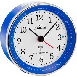 Funkwecker Atlanta Wecker silberfarben (blau-silberfarben) ideal für Reisen, Geschenkidee, Beleuchtung, Weckwiederholung, analog