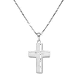 Kette mit Anhänger Firetti "Schmuck Geschenk Silber 925 Halsschmuck Halskette Venezianer Kreuz" Halsketten Gr. Silber 925 (Sterlingsilber), Länge: 45 cm, silberfarben (silberfarben, kristallweiß) Damen mit Zirkonia (synth.)