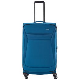 Weichgepäck-Trolley Travelite "CHIOS 4w Trolley L" Gr. B/H/T: 46 cm x 78 cm x 30 cm, blau (petrol) Koffer Reisegepäck Trolley groß Weichschallenkoffer TSA Schloss