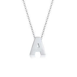 Kette mit Anhänger Elli "Buchstabe A Initialen Minimal 925 Sterling Silber" Halsketten Gr. 45, ohne Stein, Silber 925 (Sterlingsilber), Länge: 45 cm, silberfarben (silber) Damen