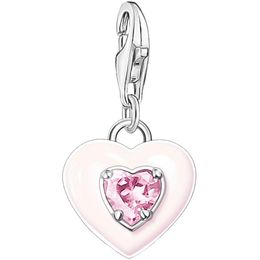 Charm Herz Thomas Sabo "rosa, 1915-041-9" Charms rosa (silberfarben, pink, rosa, rosa) Damen mit Zirkonia (synth.)