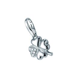 Charm-Einhänger Giorgio Martello MILANO "Kleeblatt mit Zirkonia, Silber 925" Charms silberfarben (silber) Damen