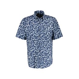 Kurzarmhemd Lerros "Lerros mit Alloverprint" Gr. 6XL, extraweit, blau (storm blue) Herren Hemden