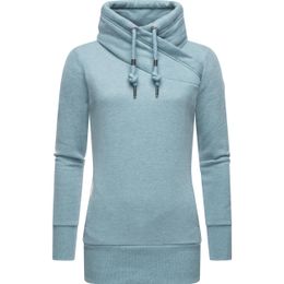 Sweatshirt Ragwear "Neska" Gr. XL (42), blau (graublau) Damen Sweatshirts modischer Longsleeve Pullover mit hohem Kragen