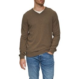 Strickpullover s.Oliver Gr. L, braun (camel) Herren Pullover in melierter Optik mit Logo-Stickerei