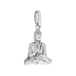 Ketten-Anhänger Vivance "925/- Sterling Silber rhodiniert Buddah" Schmuckanhänger Gr. ONE-SIZE, Silber 925 (Sterlingsilber), 2 g, weiß Damen