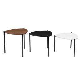 Couchtisch Inosign "Alek" Tische Gr. B/H/T: 45cm x 45cm x 35cm, walnuß/schwarz/weiß + schwarz modernes 3tlg. Tischset walnuß, weiß und