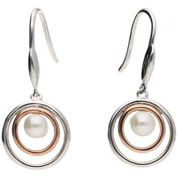 Paar Ohrhaken Smart Jewel "mit Süßwasser-Perle, bicolor, Silber 925" Ohrringe Gr. Silber 925 (Sterlingsilber), rosegold (silber, rosé vergoldet bicolor) Damen