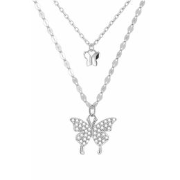 Silberkette Collezione Alessandro "Butterflies" Gr. one size, Silber 925 (Sterlingsilber), silberfarben (silbern) Damen Halsketten aus 925 Sterling Silber