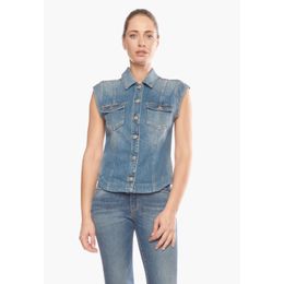 Klassische Bluse Le Temps Des Cerises Gr. XL, blau Damen Blusen in zeitloser Jeans-Optik