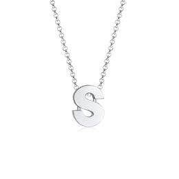 Kette mit Anhänger Elli "Femme Pendentif Lettre S Initiale - (925/1000) Argent" Halsketten Gr. 45, Silber 925 (Sterlingsilber), L: 45cm, silberfarben (silber) Damen