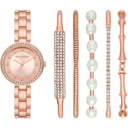 Quarzuhr Skechers "BRACELET GLITZ SET, SR9079" Armbanduhren rosegold (roségoldfarben) Damen Armbanduhr, Damenuhr, Glitzer, ideal als Geschenk