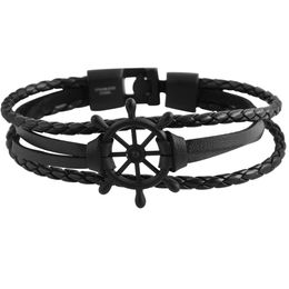 Adelia´s Edelstahlarmband ADELIA´S "Herren Armband Steuerrad aus Edelstahl 23 cm" Armbänder Gr. 23, Edelstahl, schwarz Herren