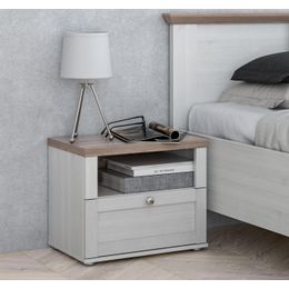 Nachtkommode FORTE "Iloppa" Sideboards Gr. B/H/T: 55,4 cm x 45 cm x 34,4 cm, 1 St., braun (schnee eiche) im Landhausstil