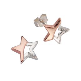 Paar Ohrstecker Firetti "Schmuck Geschenk Silber 925 Ohrschmuck Stern" Ohrringe Gr. Silber 925 (Sterlingsilber), rosegold (silberfarben, roségoldfarben, kristallweiß) Damen mit Zirkonia (synth.)