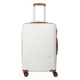 Hartschalen-Trolley Travelite "BALI 4w Trolley M" Gr. B/H/T: 45cm x 67cm x 26cm 65 l, weiß, cognac Koffer Hartschallenkoffer Reisegepäck Reisekoffer TSA Schloss