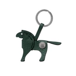 Schlüssel-Anhänger Gretchen "Pony Keyring" Schlüsselanhänger silberfarben (dunkelgrün-silberfarben) Damen aus italienischem Kalbsleder