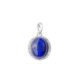 Ketten-Anhänger Vivance "925-Sterling Silber rhodiniert Lapislazuli" Schmuckanhänger Gr. ONE-SIZE, Silber 925 (Sterlingsilber), 1,2 g, weiß (weiß + blau) Damen