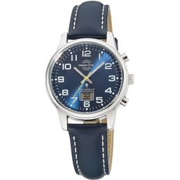 Funkuhr MASTER TIME "Super Power, MTLA-10818-32L" Armbanduhren blau Damen Armbanduhr, Quarzuhr, Damenuhr, Datum, Leuchtzeiger