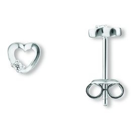 Paar Ohrhänger ONE ELEMENT "Zirkonia Herz Ohrringe Ohrstecker aus 925 Silber" Gr. Damen, Silber 925 (Sterlingsilber), silberfarben (silber) Damen Silber Schmuck Herz