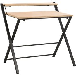 Computertisch Inosign "SULBY, Laptoptisch, Schreibtisch, mit Ablage" Tische Gr. B/H/T: 80 cm x 82,5 cm x 51 cm, braun (eichefarben, schwarz, eichefarben) Metallgestell, zusammenklappbar, platzsparend, max. 86,5x82,5 cm