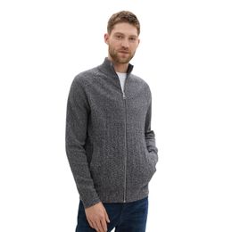 Strickjacke Tom Tailor Gr. XL, blau (navy sand twotone structure) Herren Strickjacken mit Reißverschluss