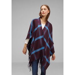 Strickponcho Street One Gr. A, blau (tiefblau) Damen Pullover im Multicolour Look