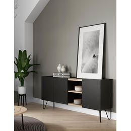 Sideboard TemaHome "Nina" Sideboards Gr. B/H/T: 180 cm x 83 cm x 42 cm, schwarz Kommode, lackiertes Metallgestell; Breite 180 cm