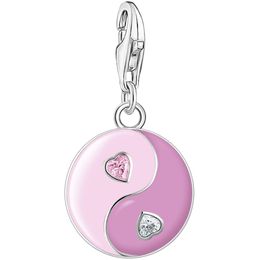 Charm-Einhänger Thomas Sabo "Yin & Yang Silber, 2000-041-7" Charms weiß (silberfarben, rosa, pink, weiß, pink) Damen mit Zirkonia (synth.)