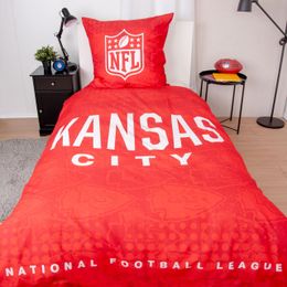 Bettwäsche NFL "NFL Chiefs" Gr. B/L: 135 cm x 200 cm, 1 St., 1 St., Renforcé, B/L: 80 cm x 80 cm, bunt Kinder Wendemotiv