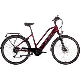 E-Bike SAXONETTE "Deluxe Sport Lady" E-Bikes Gr. 50cm, 28 Zoll (71,12cm), rot (bordeaux glänzend) Pedelec, Elektrofahrrad für Damen u. Herren