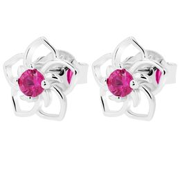 Adelia´s Paar Ohrstecker ADELIA´S "Damen Blume aus 925 Silber mit Zirkonia" Ohrringe Gr. Damen, pink Damen