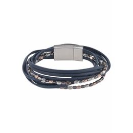 Wickelarmband Firetti "mehrreihig, mit Elementen aus Metall" Armbänder Gr. Materialmix-Polyurethan, rosegold (blau-roségoldfarben-metallfarben-gunfarben) Damen