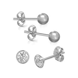 Ohrstecker-Set Firetti "Multipack Schmuck Geschenk Silber 925 Ohrschmuck Kugelohrstecker" Ohrringe Gr. Silber 925 (Sterlingsilber), silberfarben (silberfarben, kristallweiß, kristallweiß) Damen Made in Germany - mit Zirkonia (synth.)