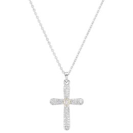 Kette mit Anhänger UNIKE JEWELLERY "CLASSY BOLD CROSS KREUZ, UK.CL.1205.0056" Halsketten Gr. Silber 925 (Sterlingsilber), L: 47cm, silberfarben (silberfarben-kristallweiß) Damen mit Zirkonia (synth.)