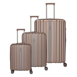 Trolleyset Travelite "PAROS S/M/L" braun (cappuccino) Koffer-Sets Kofferset Reisekoffer Handgepäck Aufgabegepäck Volumenerweiterung