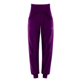 Sporthose WINSHAPE "Functional Comfort Leisure Time Trousers LEI101C", Damen, Gr. XS, Normalgrößen, lila (schwarz plum), 85% Polyester, 15% Elasthan, Hosen, High Waist